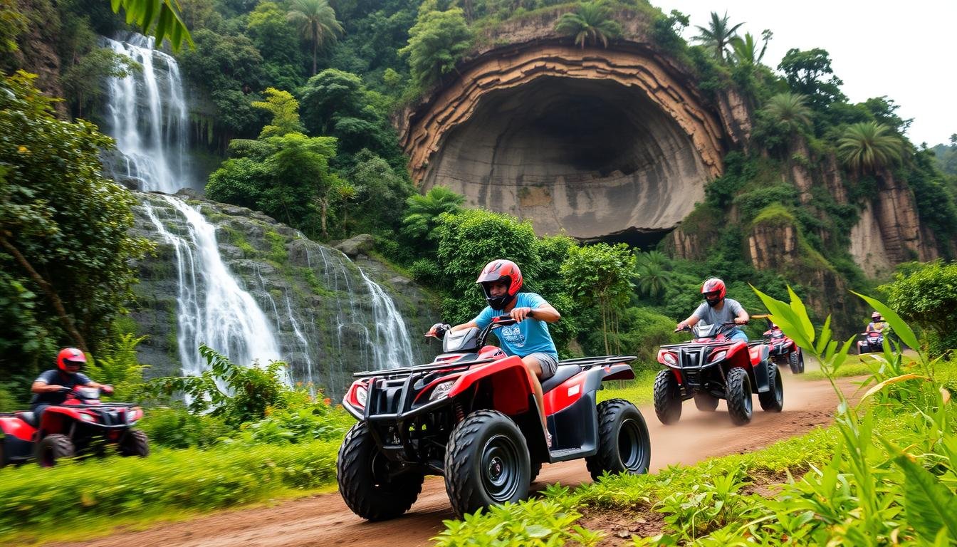 Bali Quad Bike with Waterfall and Gorilla Cave Adventure